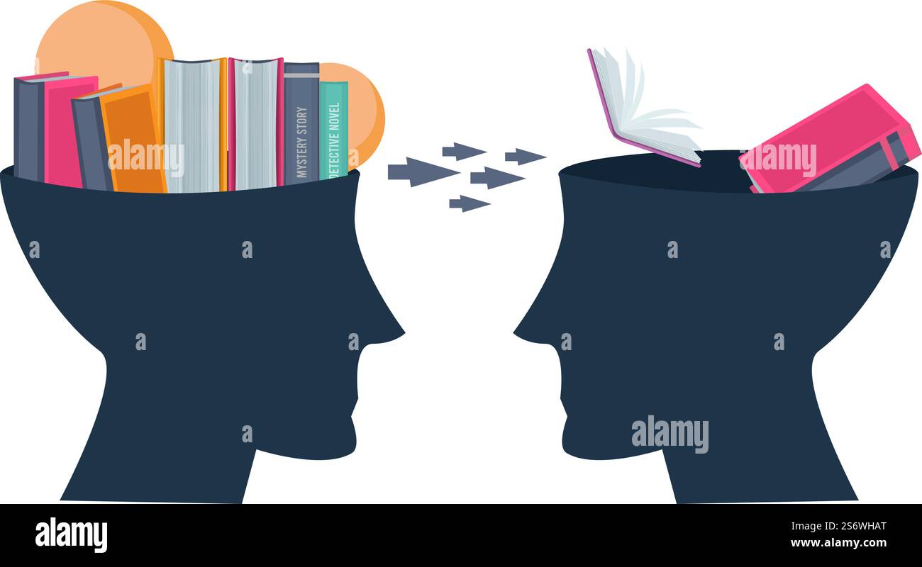 Education process metaphor. Knowledge transfer, teacher and student ...