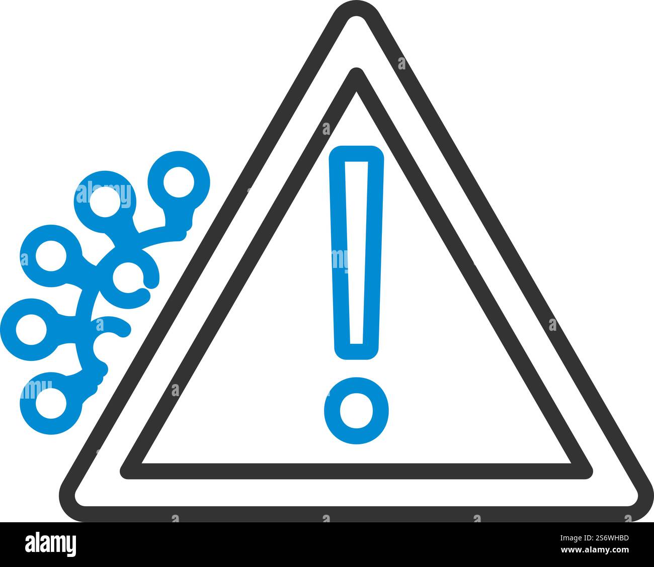 COVID Molecule Warning Sign Icon. Editable Bold Outline With Color Fill ...