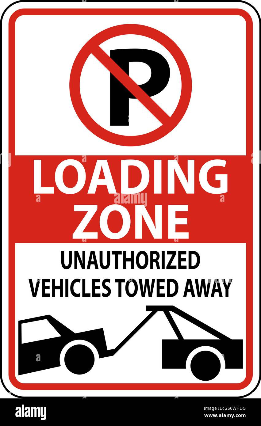 No Parking Loading Zone Sign On White Background Stock Vector Image ...