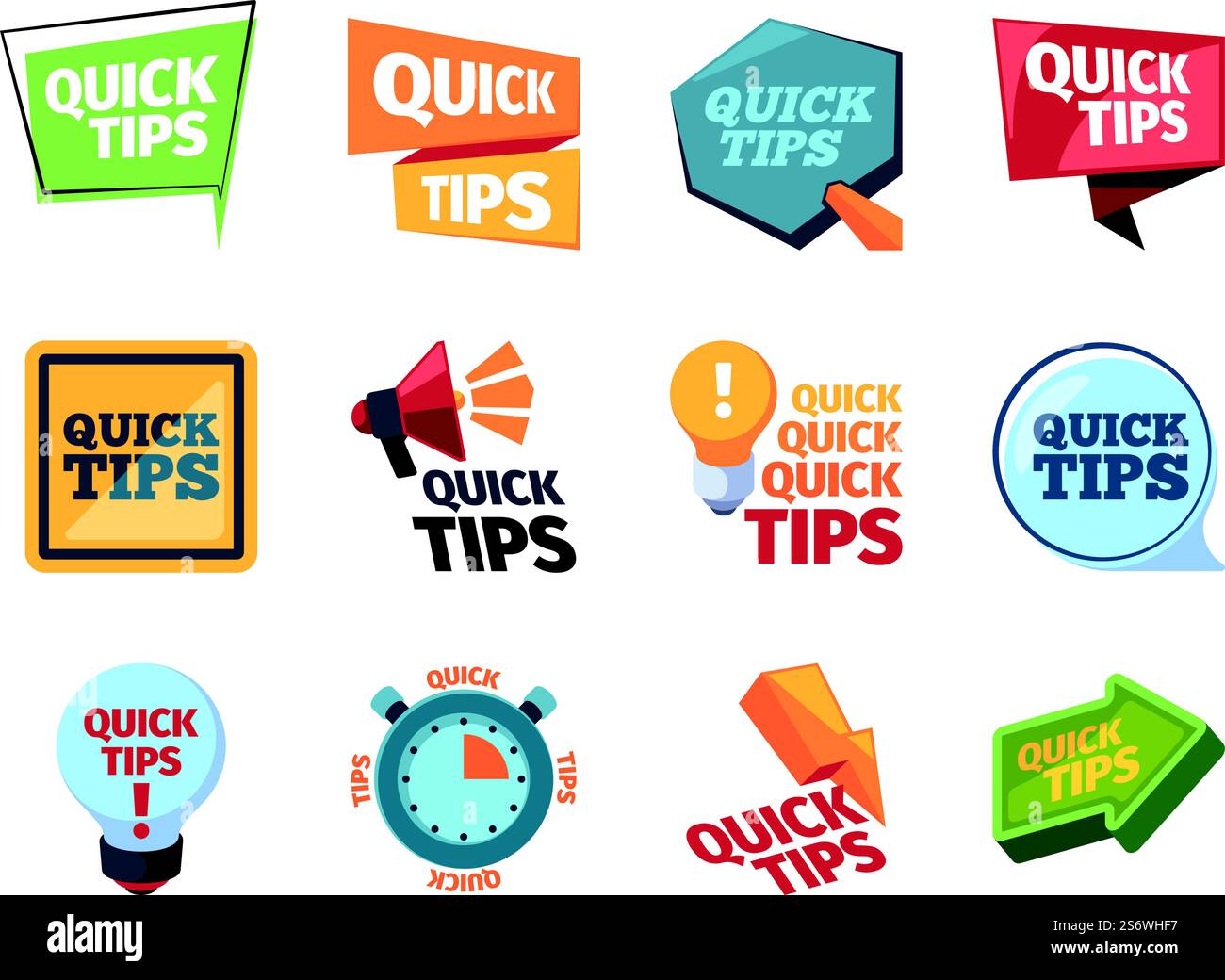 Quick tips. Promo labels idea reminder stickers education messages ...