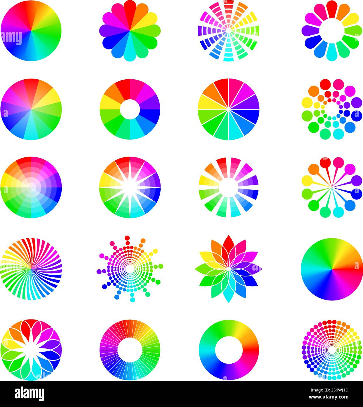 Rgb shapes. Round selective wheels colored circles spectrum waves ...