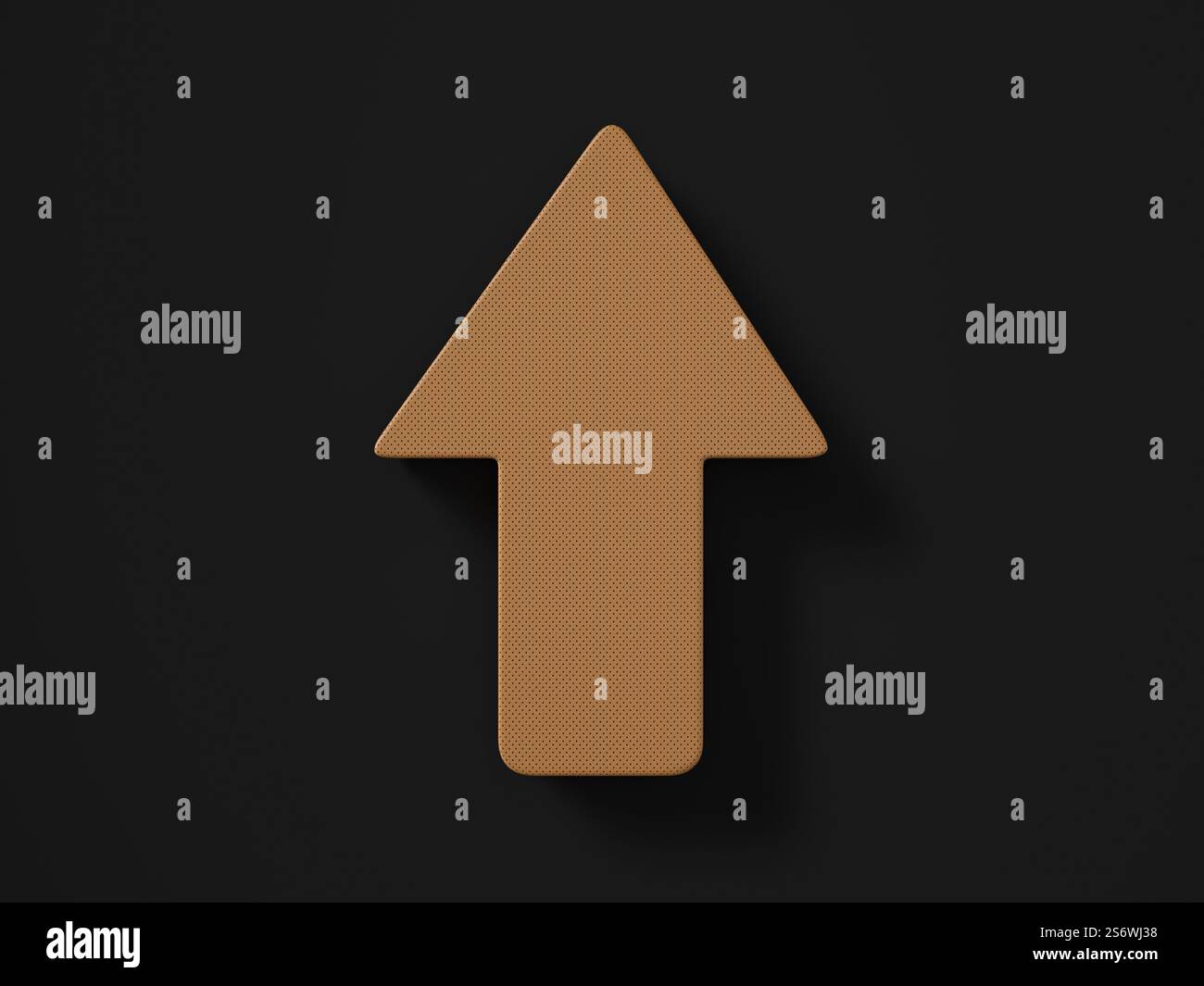 Perforated leather arrow symbol on black background. 3d illustration ...