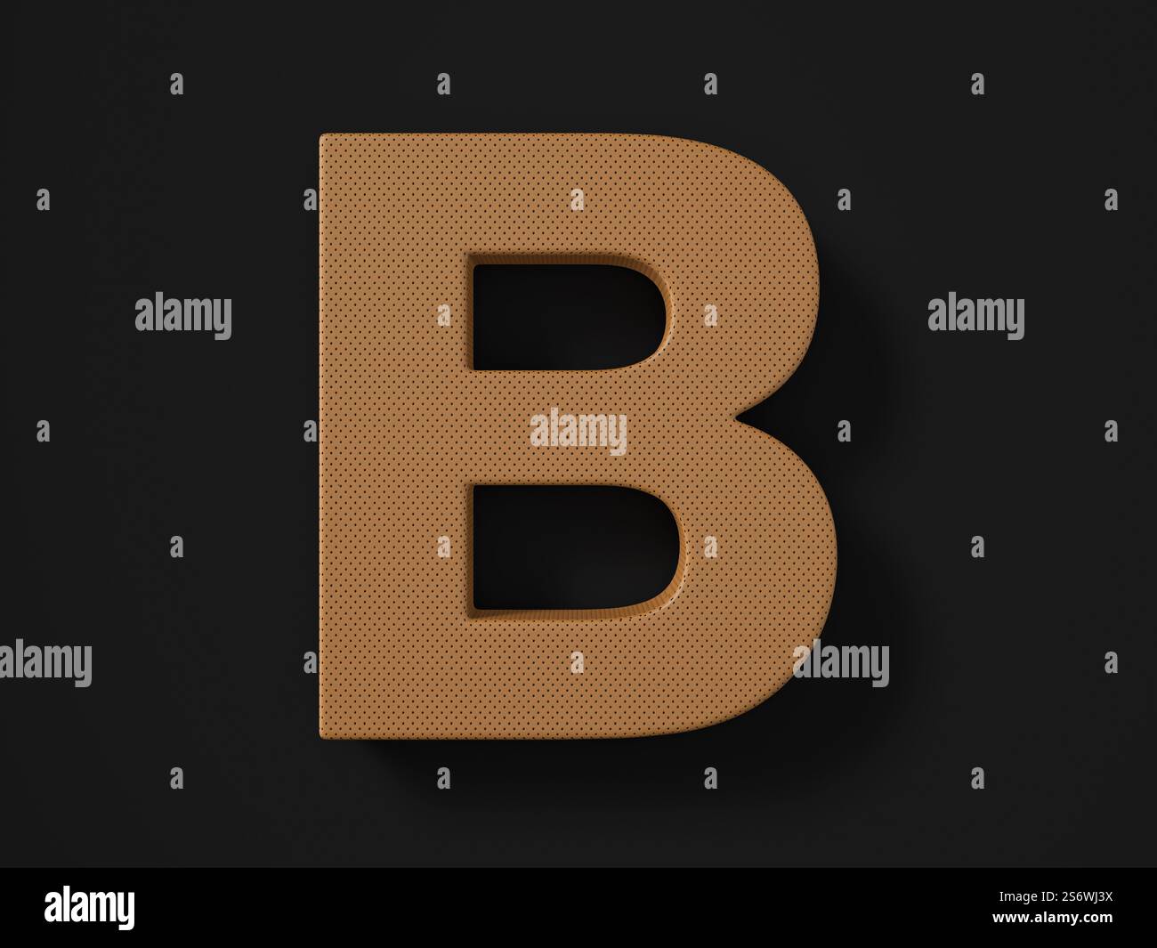 Perforated leather letter B on black background. 3d illustration Stock ...