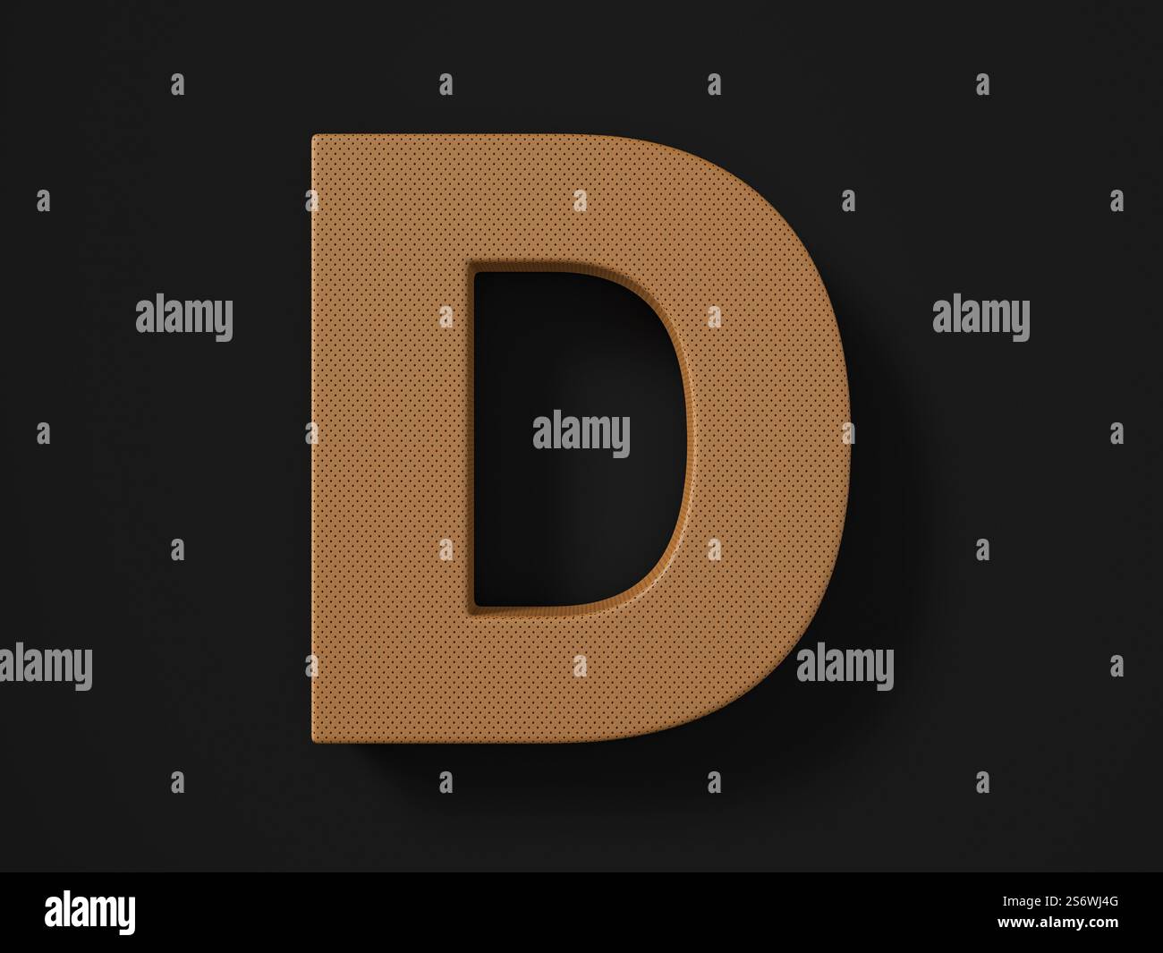 Perforated leather letter D on black background. 3d illustration Stock ...