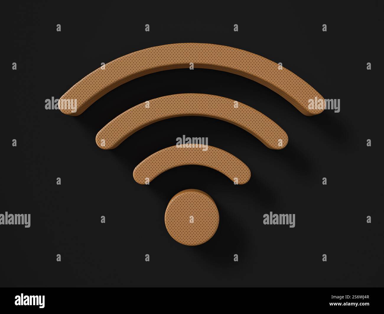Perforated leather wifi symbol on black background. 3d illustration ...