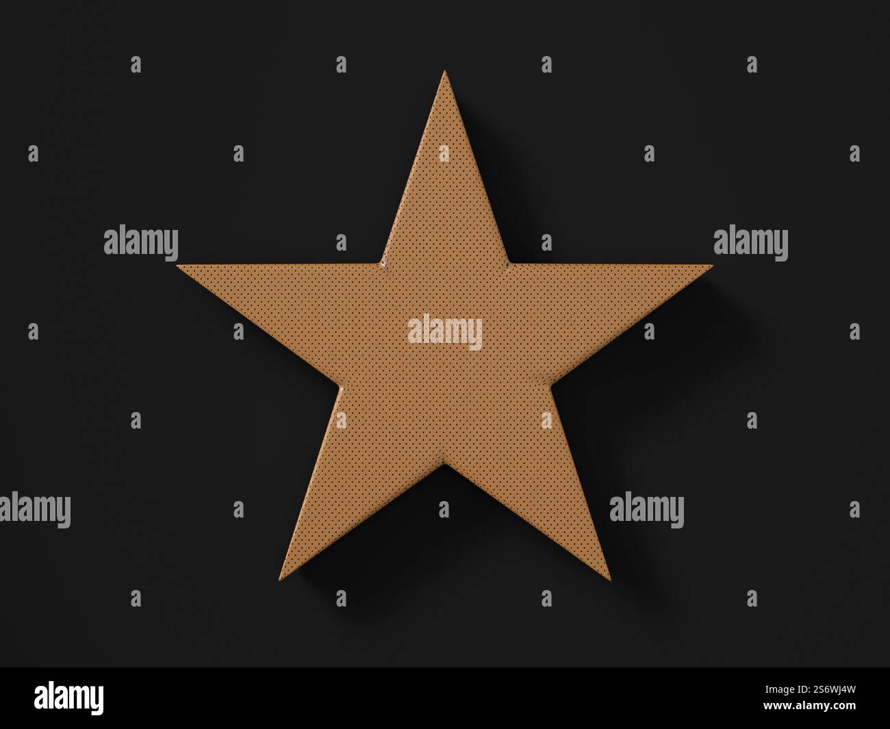 Perforated leather star symbol on black background. 3d illustration ...