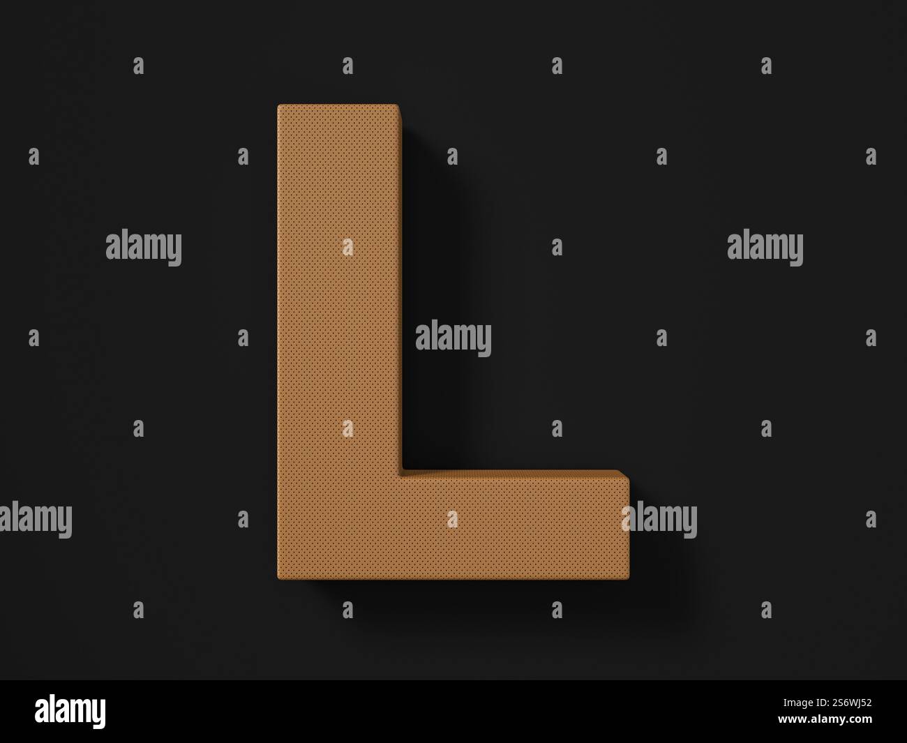 Perforated leather letter L on black background. 3d illustration Stock ...