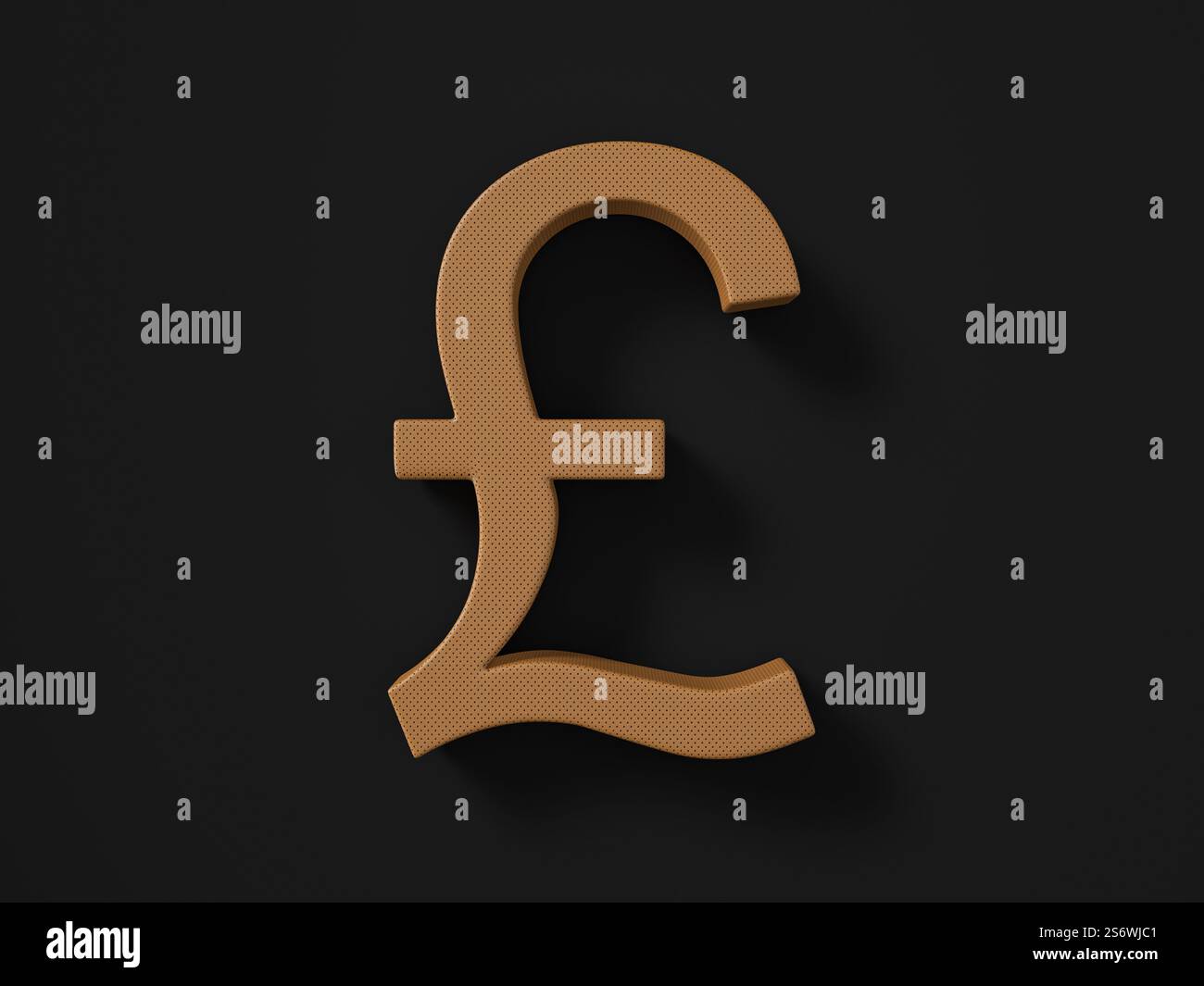 Perforated leather pound symbol on black background. 3d illustration ...
