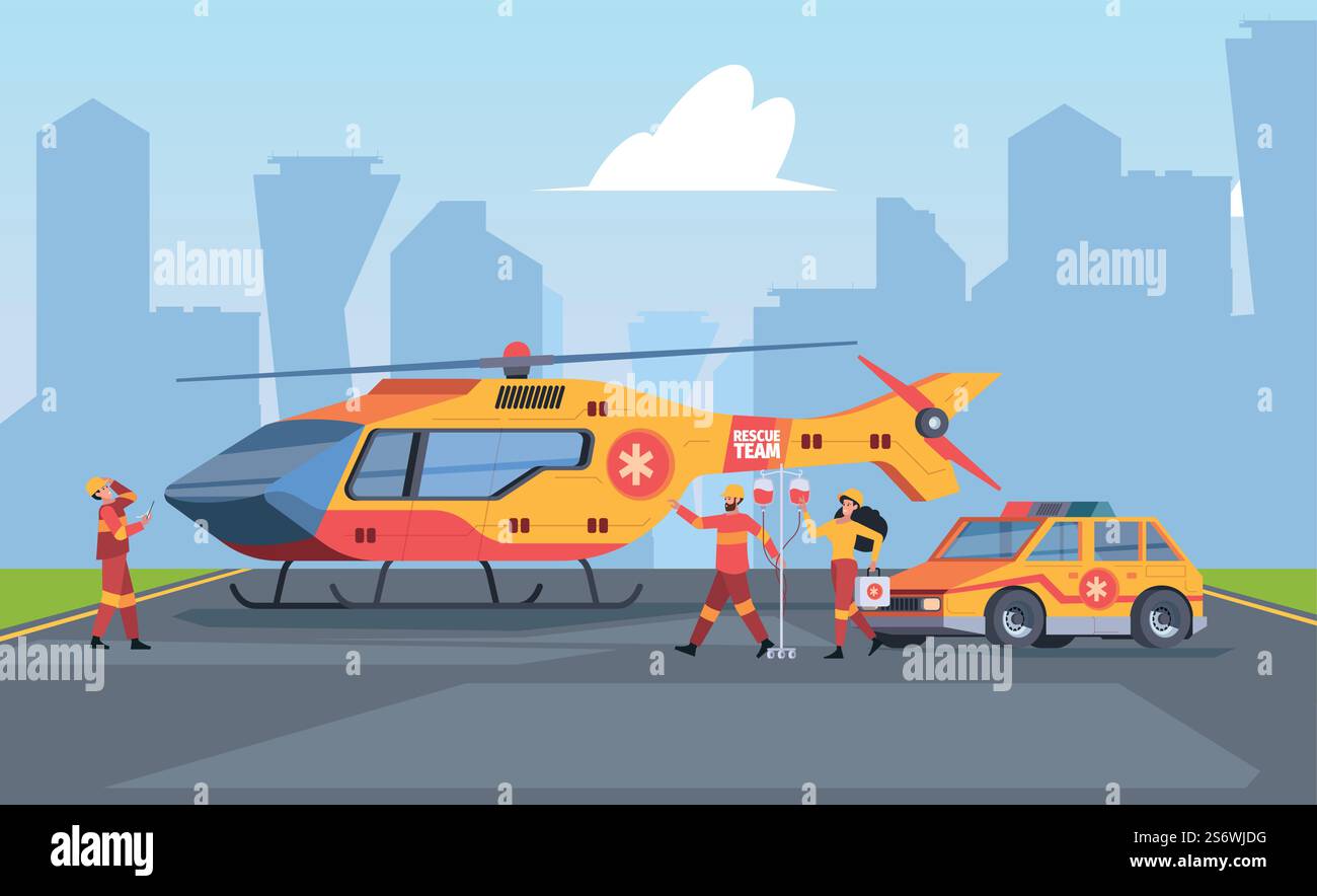 Medical care transport. Urban accident hospital fast rescue service ...