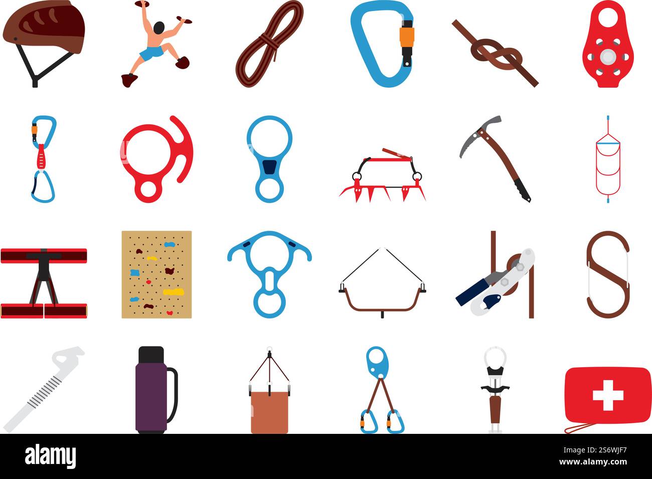 Alpinist Icon Set. Flat Design. Fully editable vector illustration ...