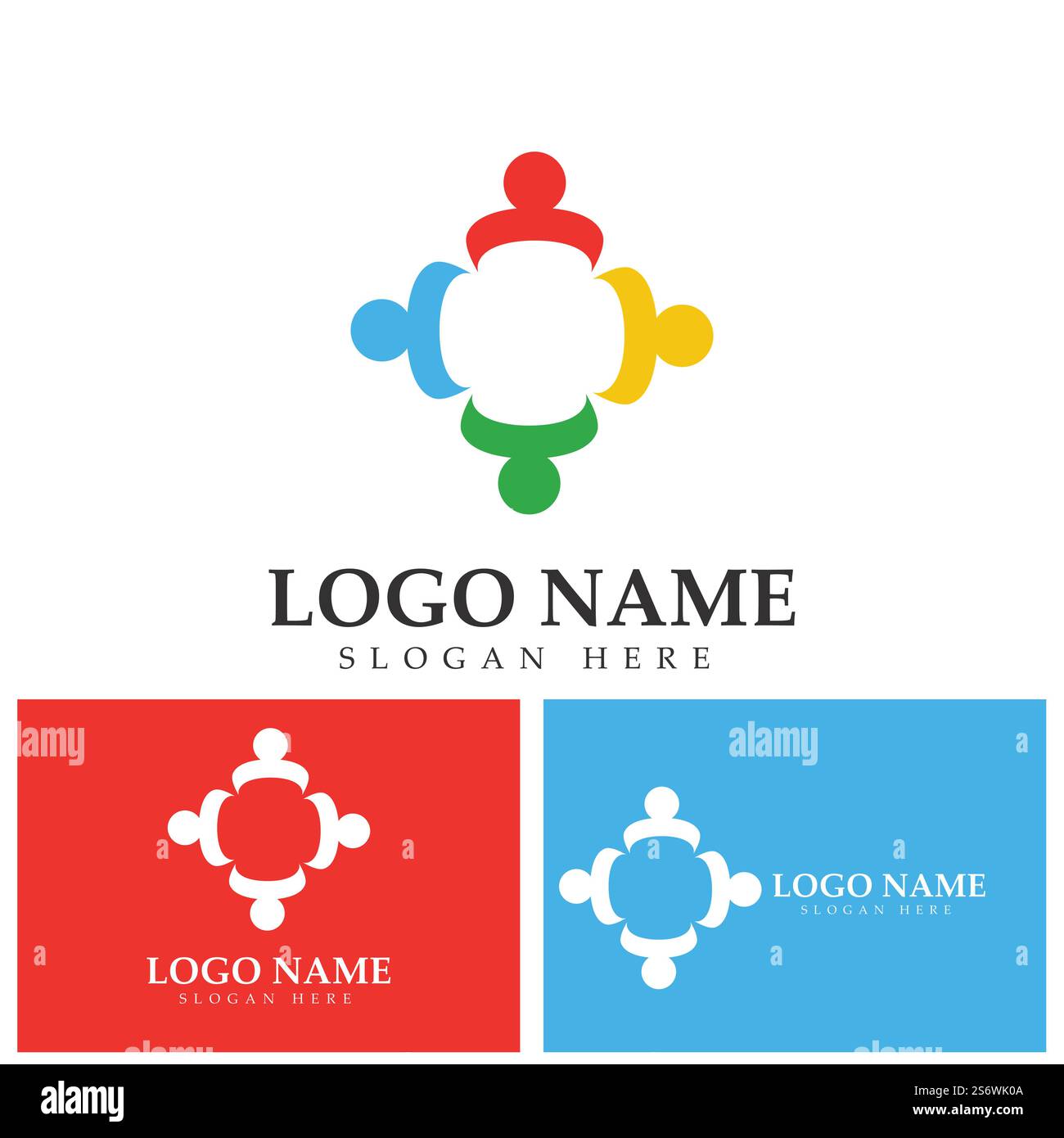 Community logo icon design with colorful people in a circular shape ...