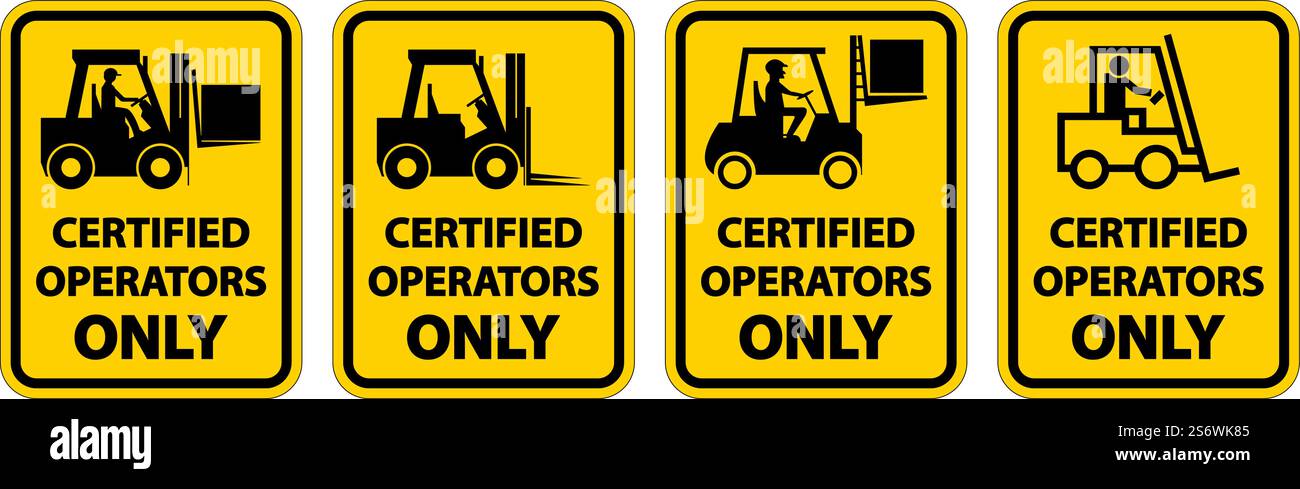 Certified Operators Only Label Sign On White Background Stock Vector ...