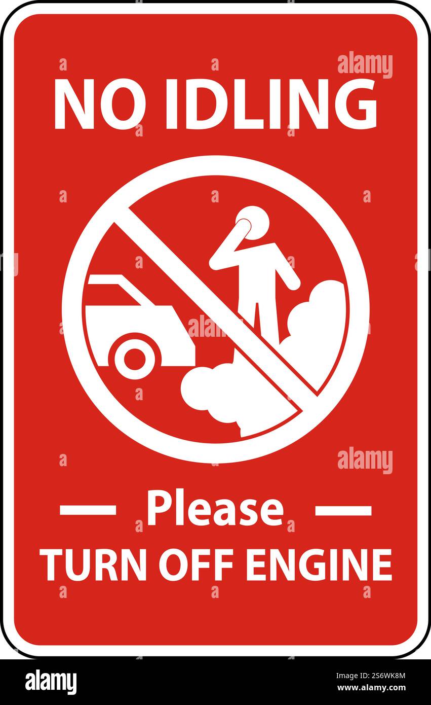 No Idling Turn Off Engine Sign On White Background Stock Vector Image ...