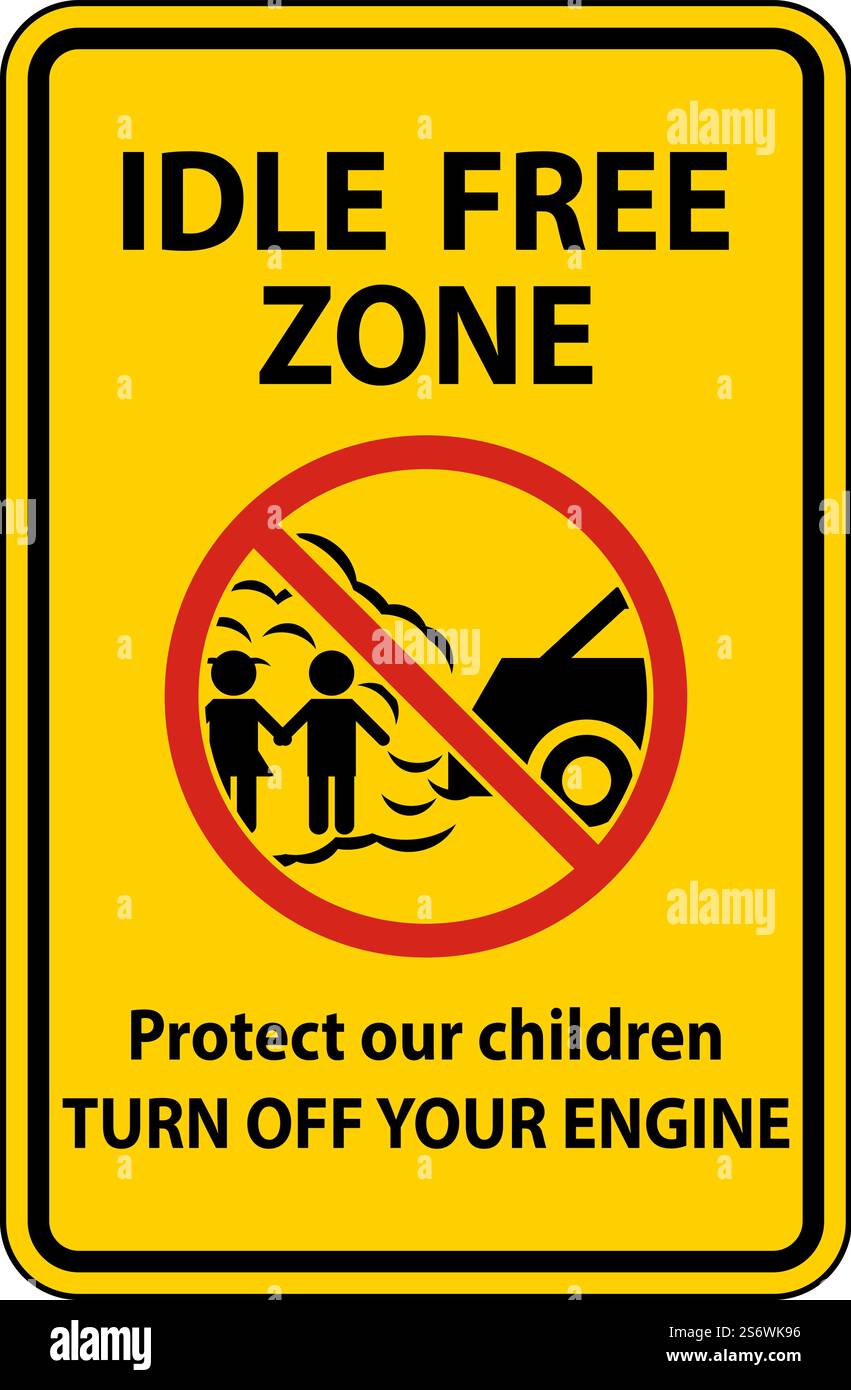 Idle Free Zone Sign On White Background Stock Vector Image & Art - Alamy