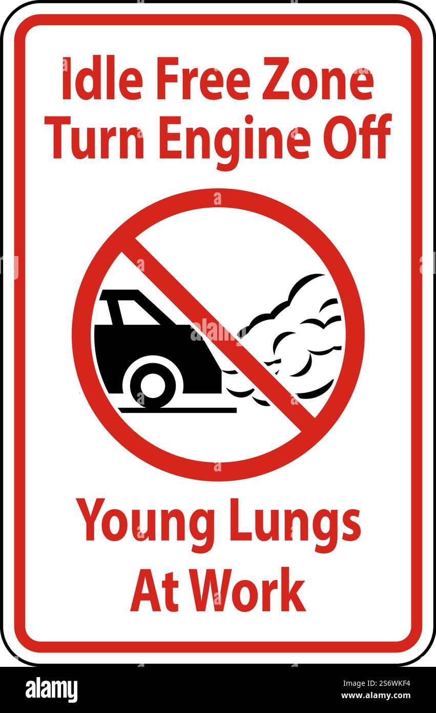 No Idling Zone Please Turn Off Engine Sign On White Background Stock ...
