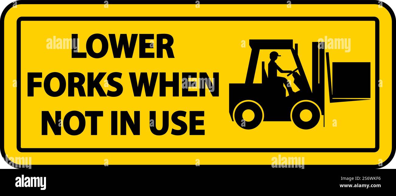 Lower Forks When Not In Use Label Sign On White Background Stock Vector ...