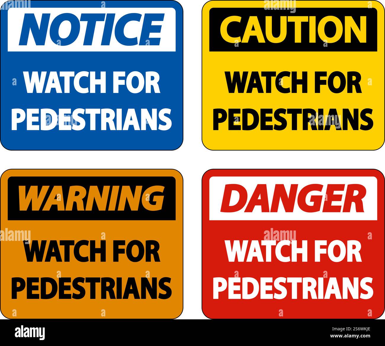 Watch For Pedestrians Label Sign On White Background Stock Vector Image ...