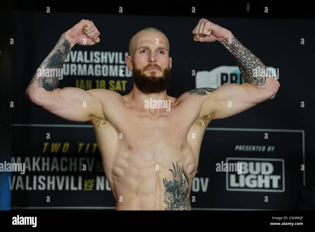 LOS ANGELES, CA- JANUARY 17: Zachary Reese steps on the scale for the ...