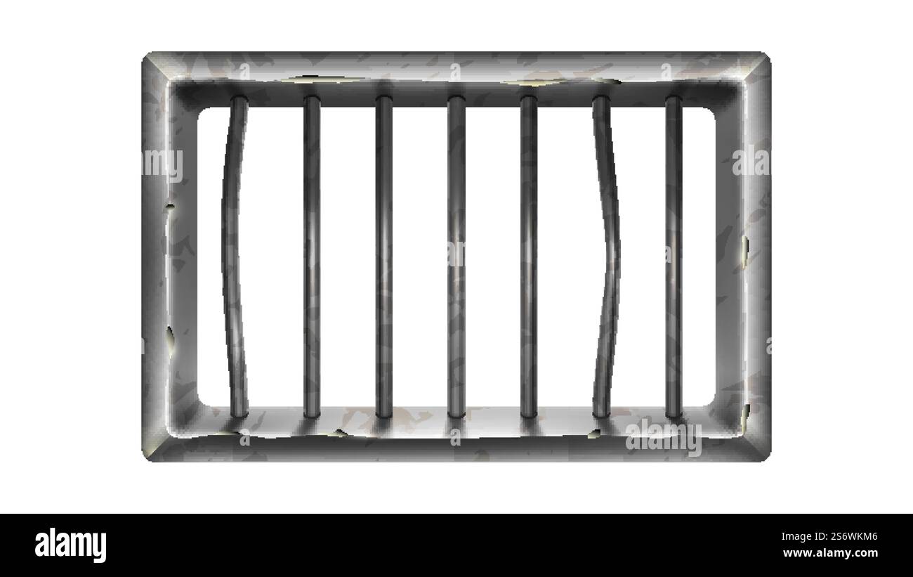 Prison Bar Fence For Keep Bandit In Jail Vector. Metallic Prison Bar ...
