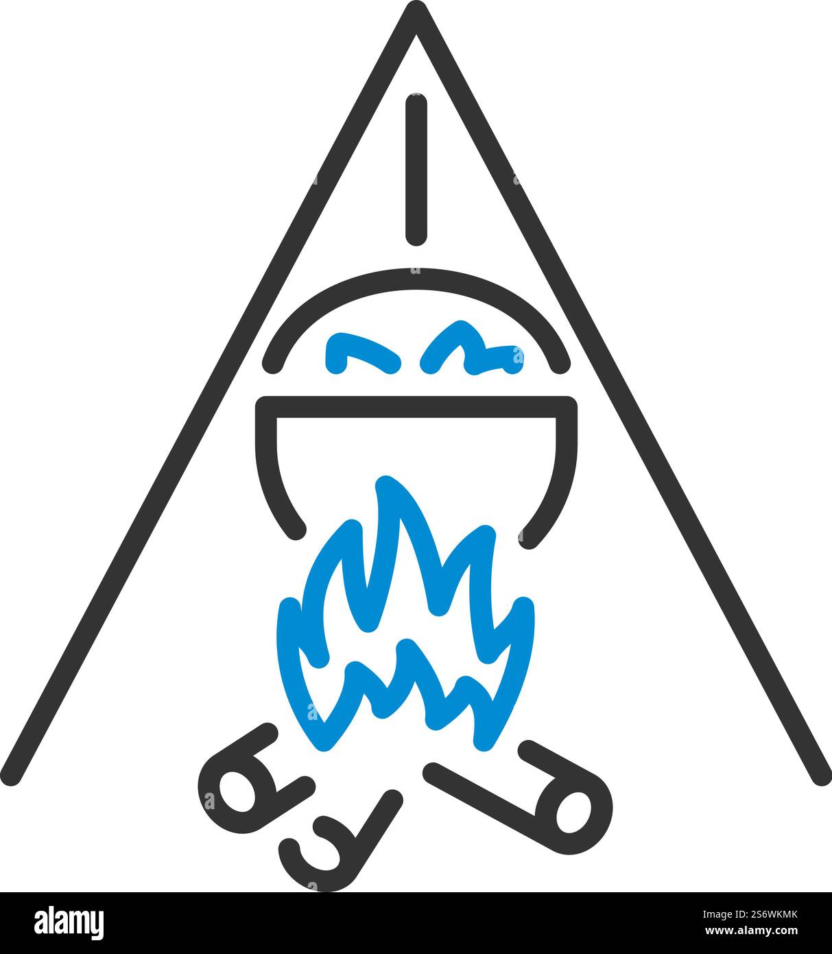Icon Of Fire And Fishing Pot. Editable Bold Outline With Color Fill ...