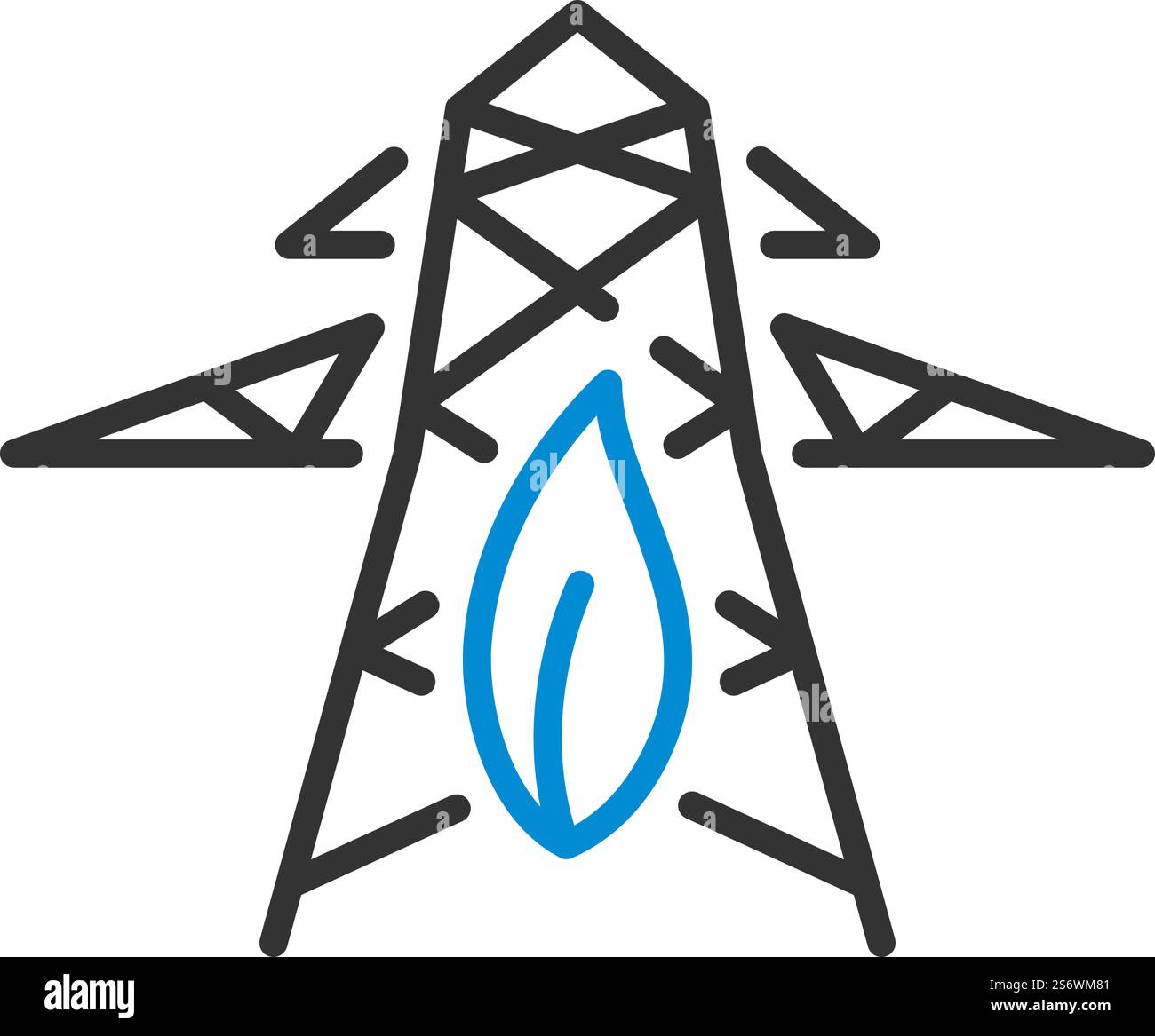 Electric Tower With Leaf Icon. Editable Bold Outline With Color Fill ...