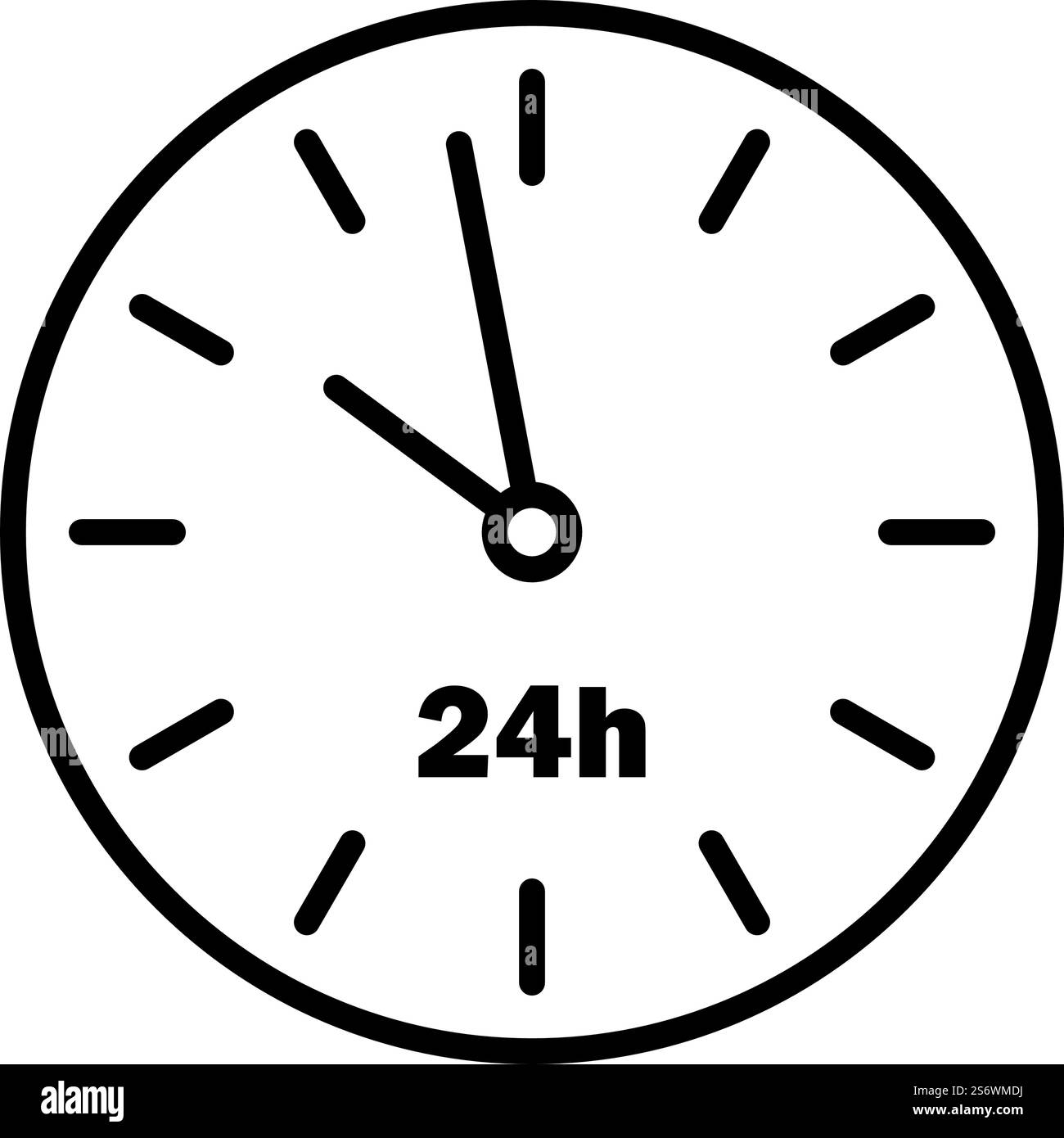 24 Hours Clock Icon. Bold outline design with editable stroke width ...