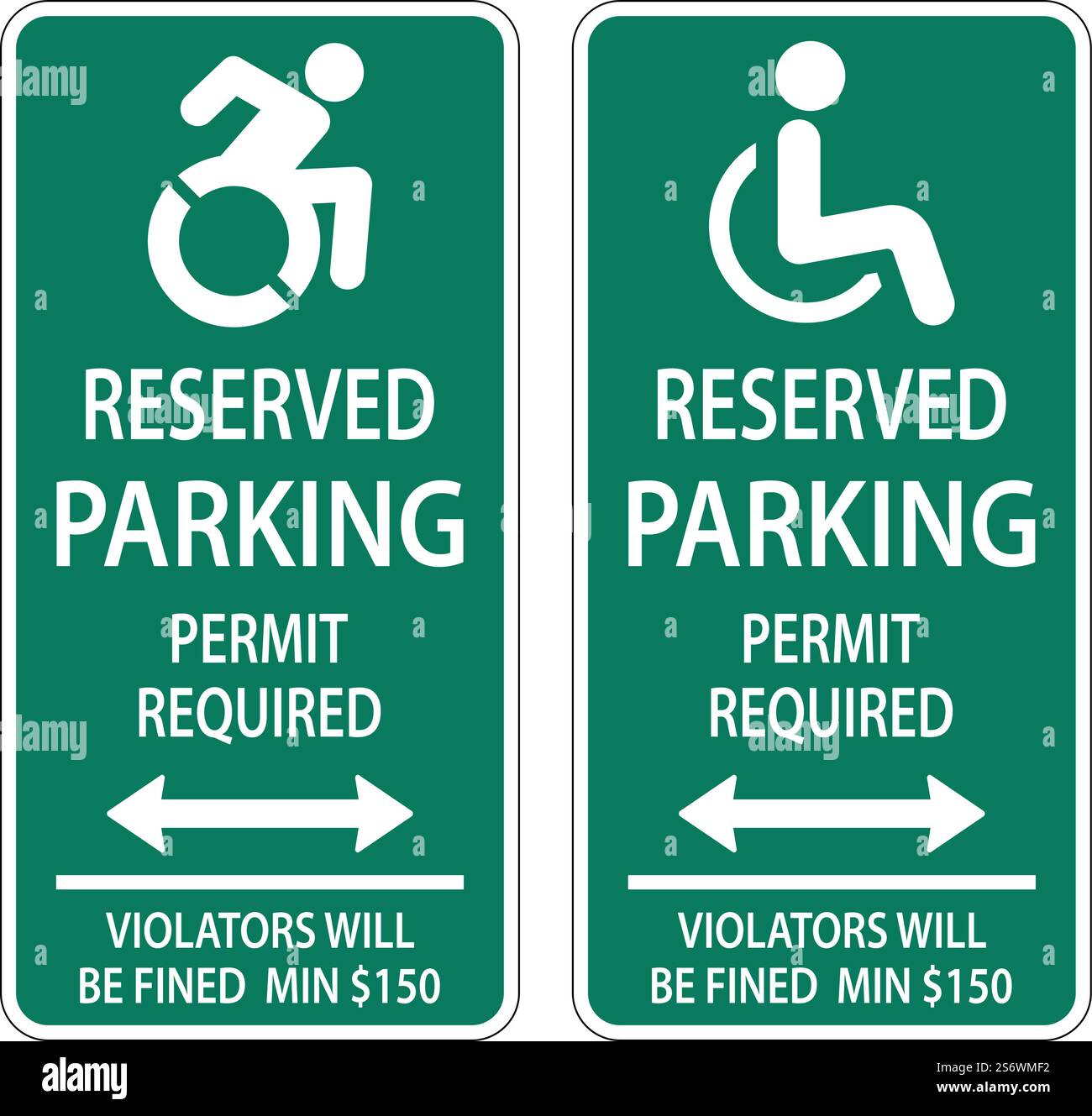 Handicap Parking Sign,Double Arrow Sign On White Background Stock ...