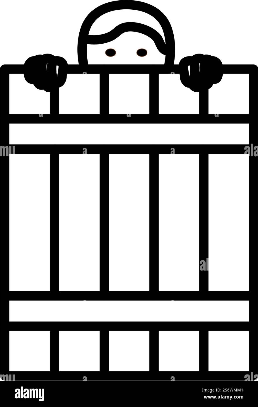 Criminal Peeping From Fence Icon. Bold outline design with editable ...