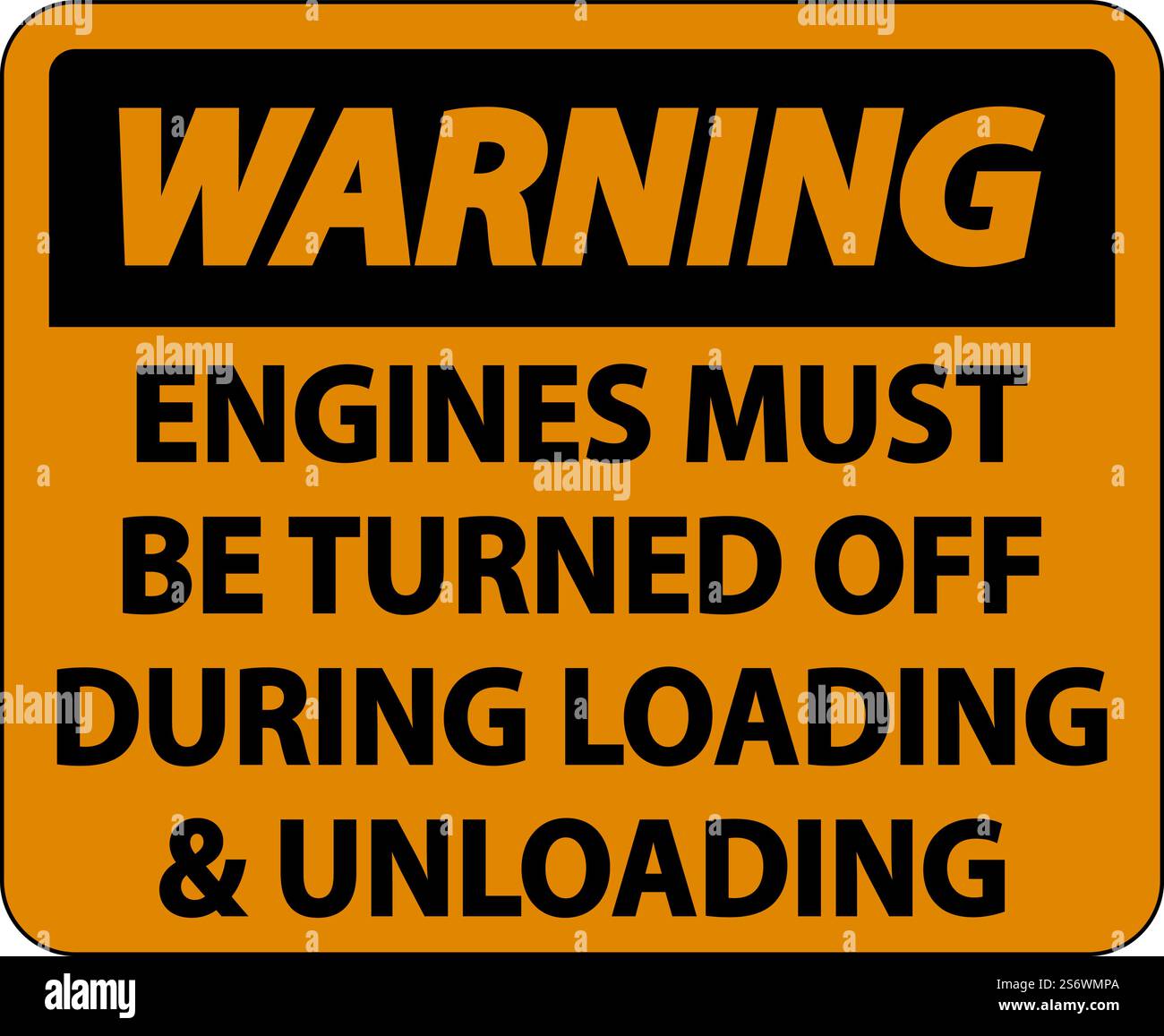 Warning Engines Must Be Turned Off Sign On White Background Stock ...