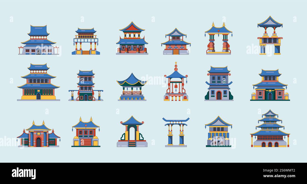 Traditional china buildings. Ancient japan or china houses cultural ...