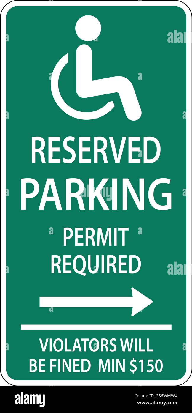 Handicap Parking Sign,Right Arrow Sign On White Background Stock Vector ...