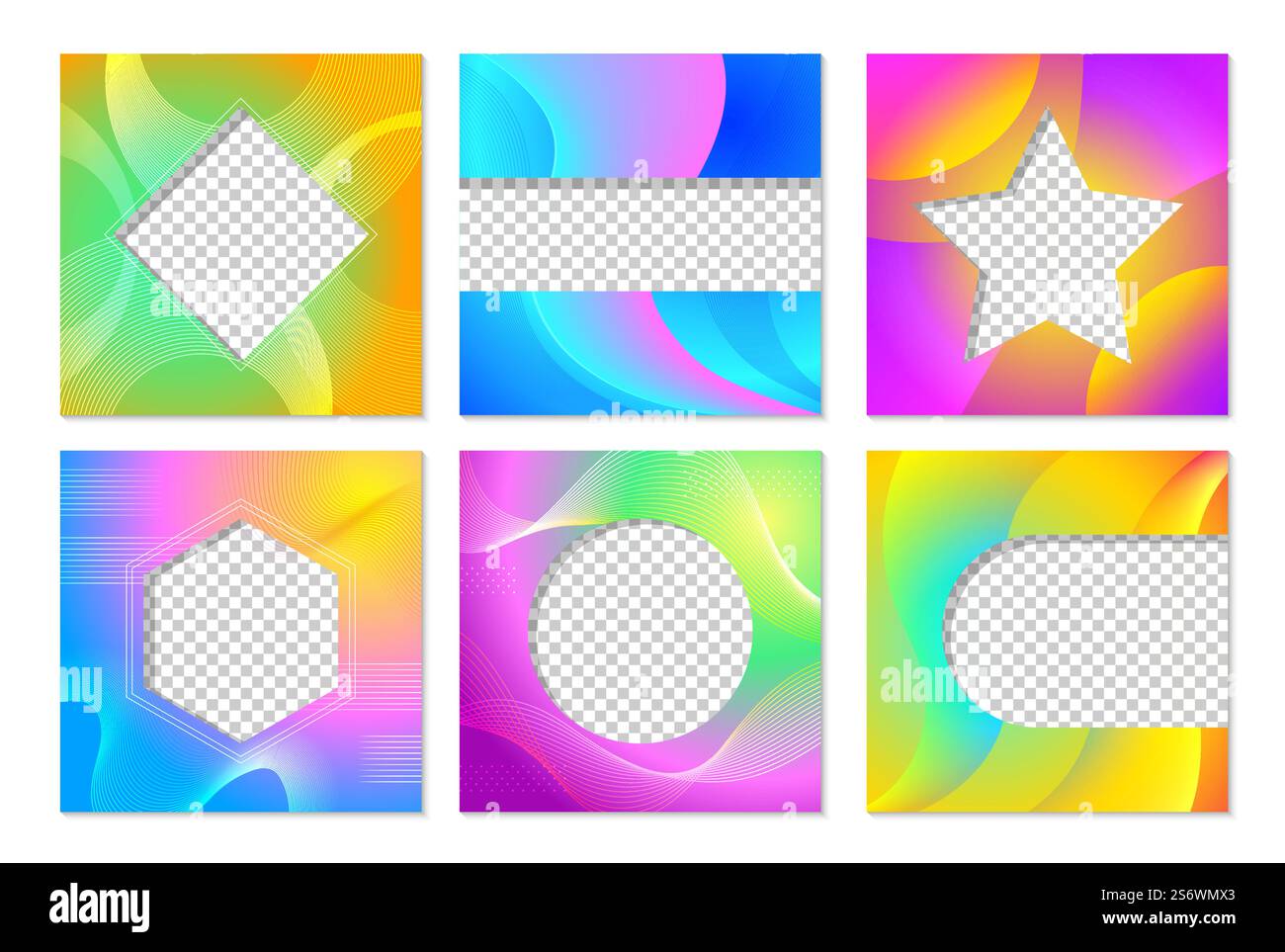 Abstract social frames. Web square banners with empty place for ...