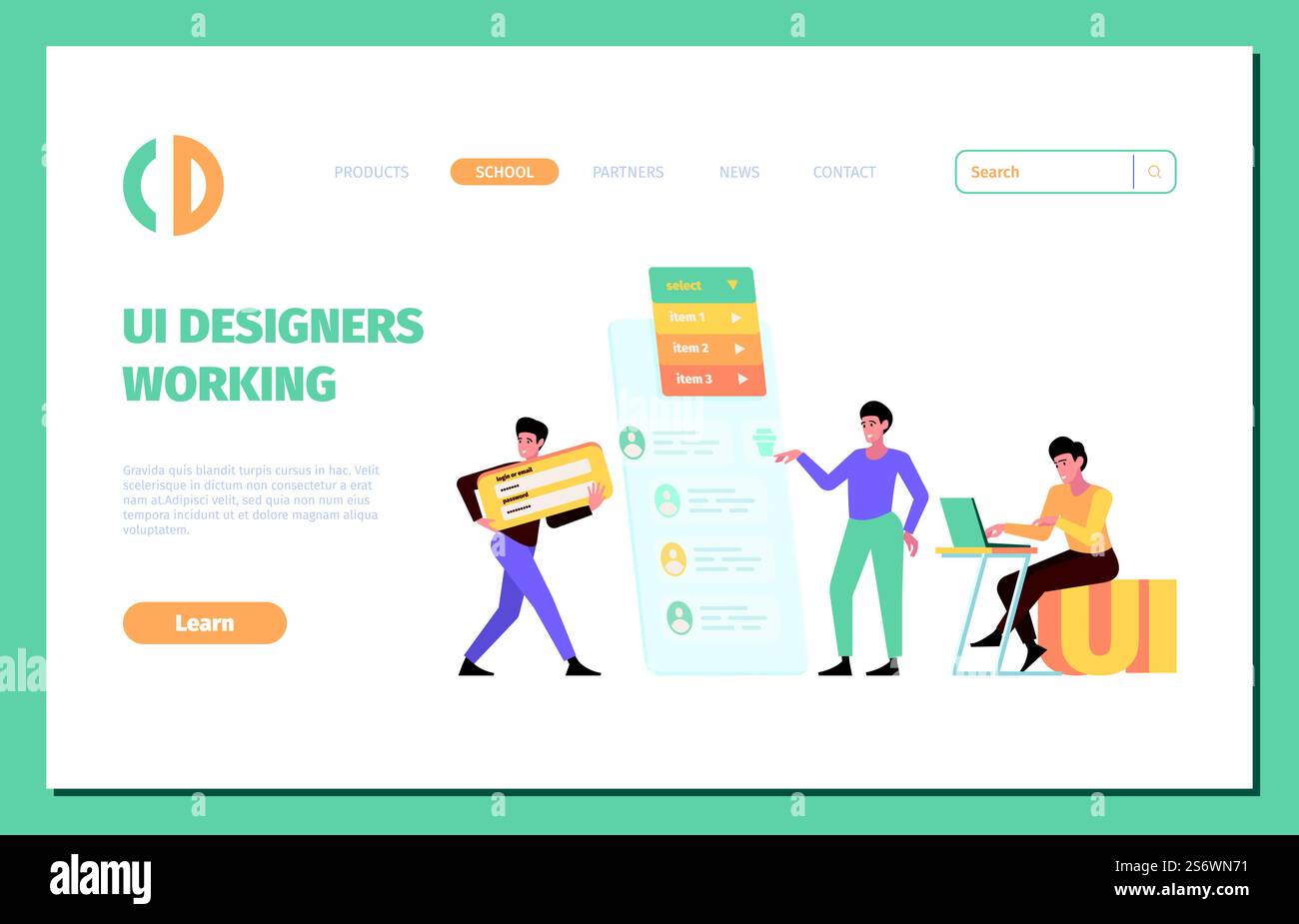 UI builders. Landing page of designers and programmers making various web frames holding ...