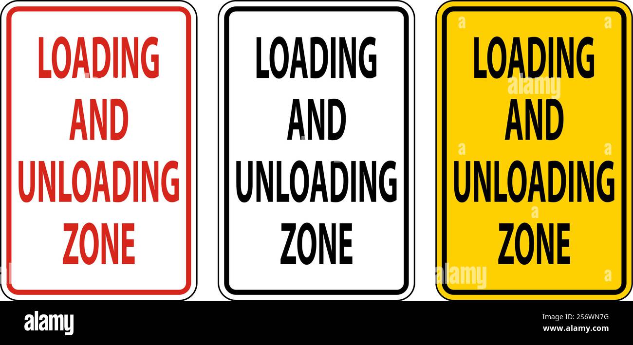 Loading and Unloading Zone Sign On White Background Stock Vector Image ...