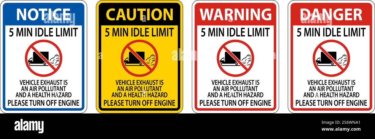 Warning 5 Min Idle Limit Sign On White Background Stock Vector Image ...