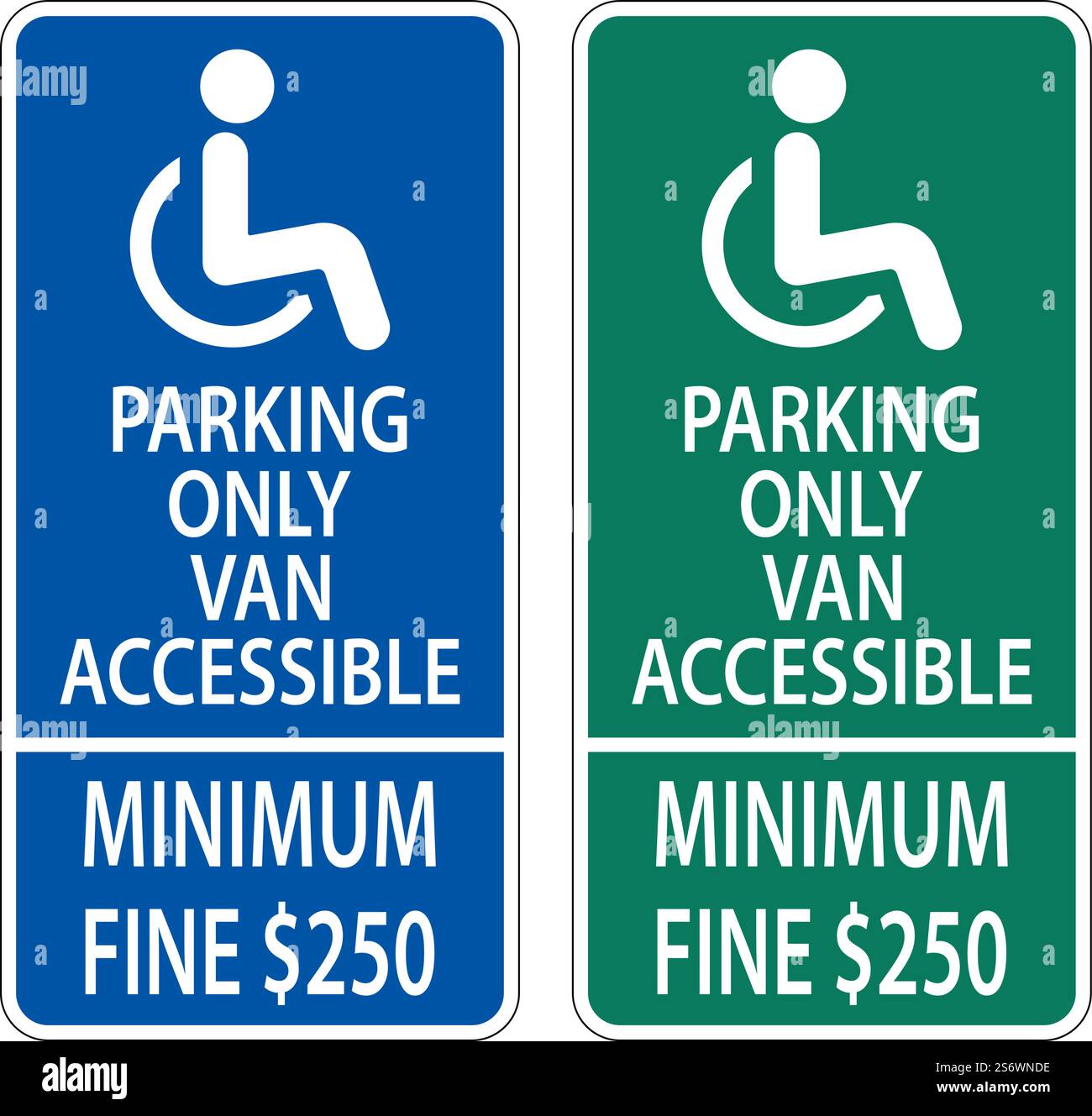 Handicap Parking Van Accessible Sign On White Background Stock Vector ...