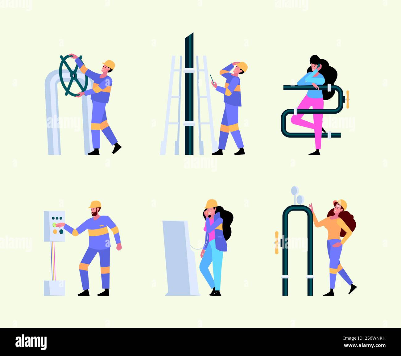 Workers work drilling pipe Stock Vector Images - Alamy