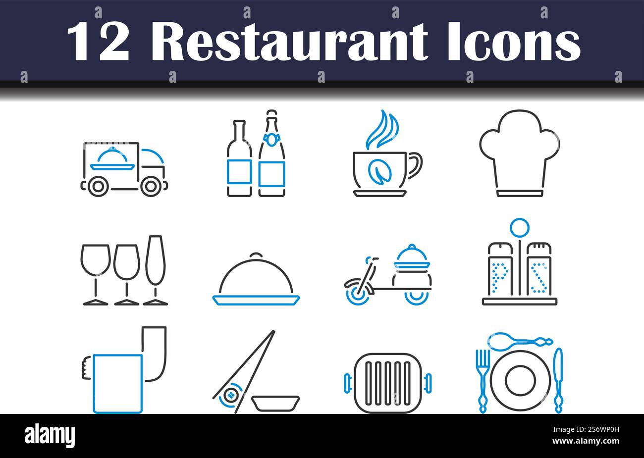 Restaurant Icon Set. Editable Bold Outline With Color Fill Design ...