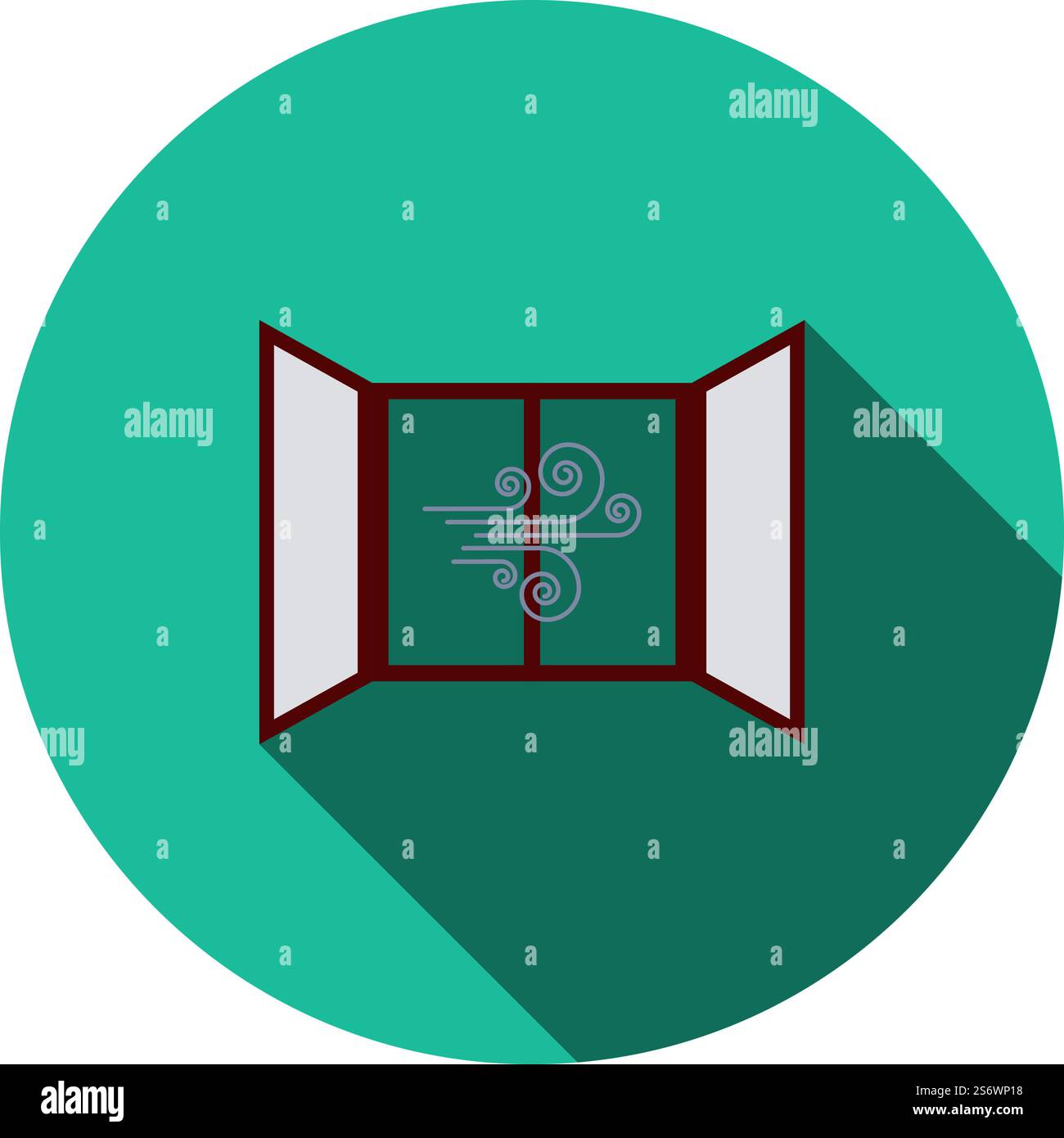 Room Ventilation Icon. Flat Circle Stencil Design With Long Shadow ...