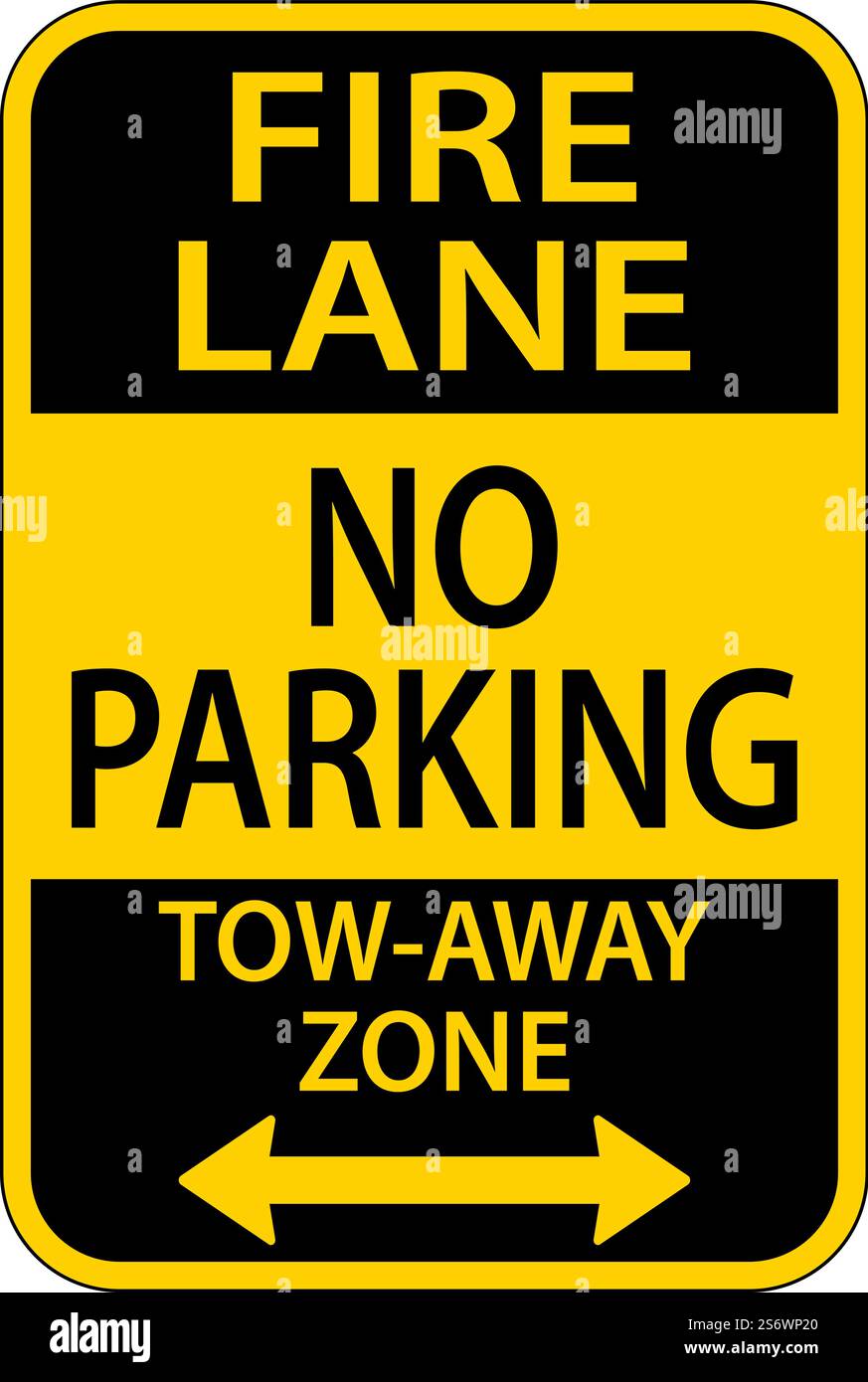 Fire Lane No Parking Tow Away Zone Sign On White Background Stock ...