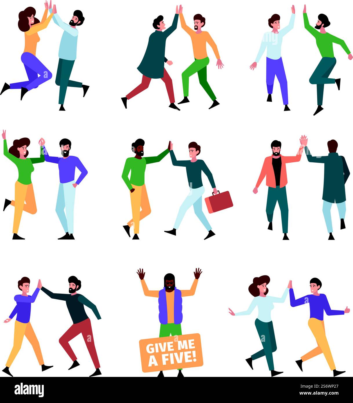 High five characters. Friendship happy people relationship various ...