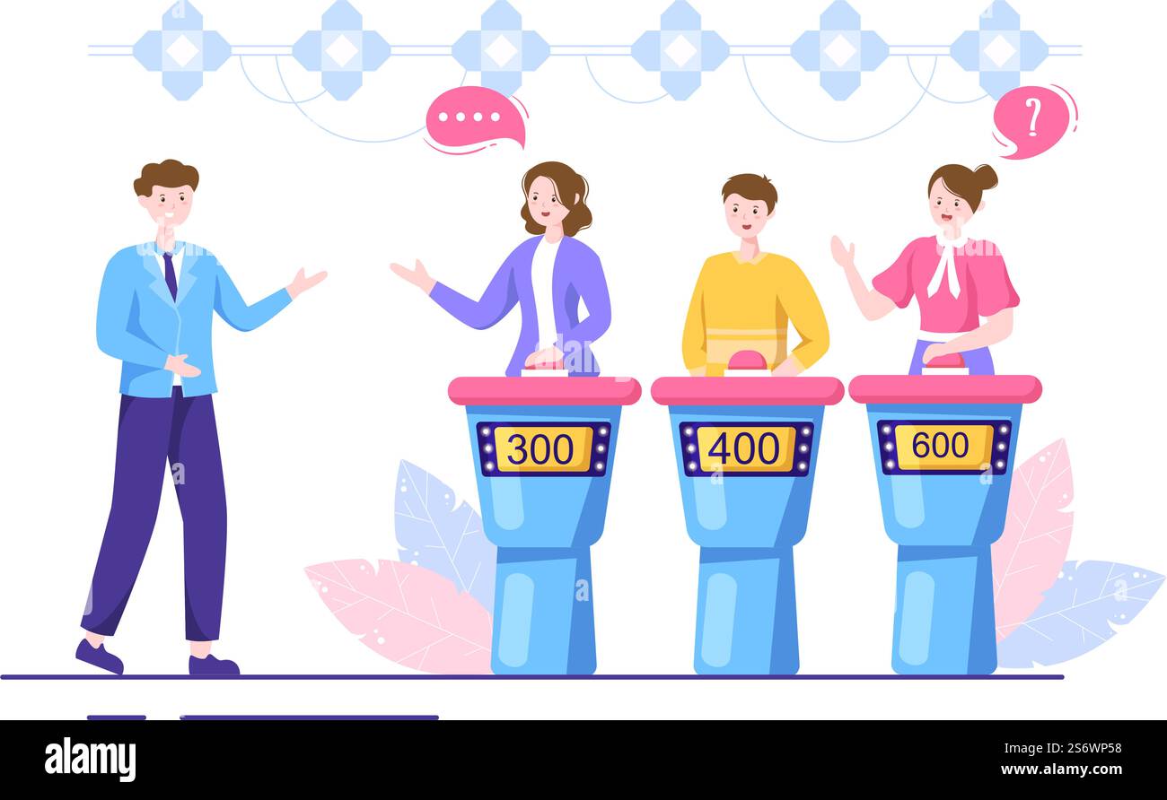 TV Quiz Show with Participants who Answer Questions and Will get Points ...