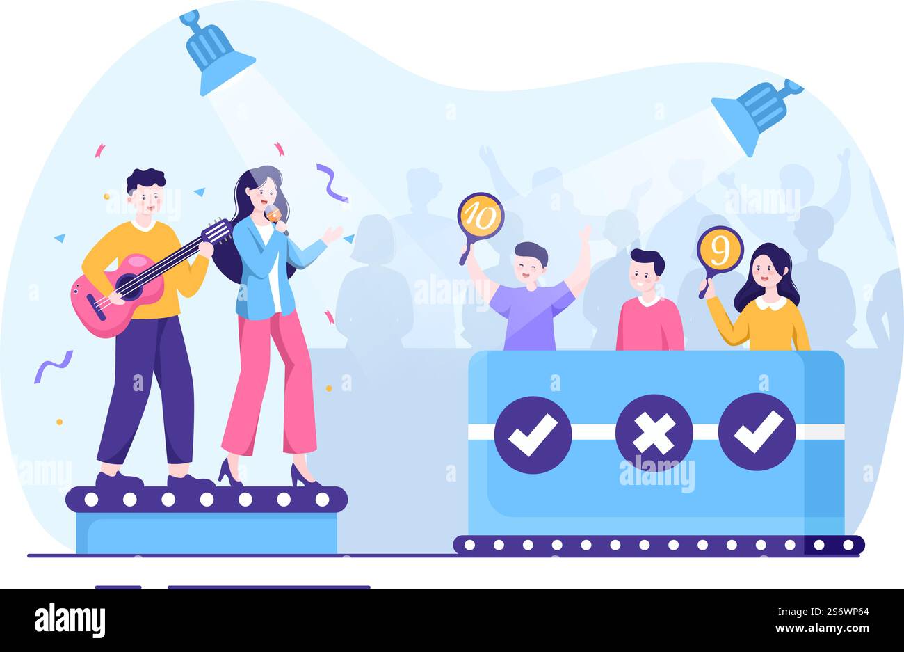 Talent Show with Contestants Displaying their Skill on Stage or Podium ...