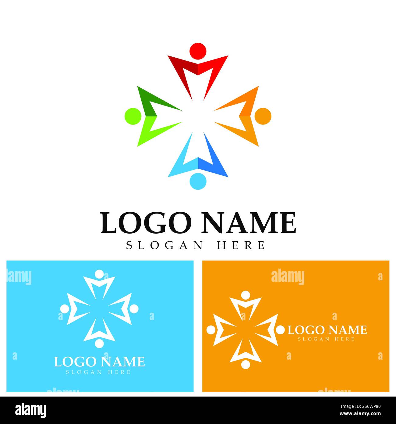 Community logo icon design with colorful people in a circular shape ...