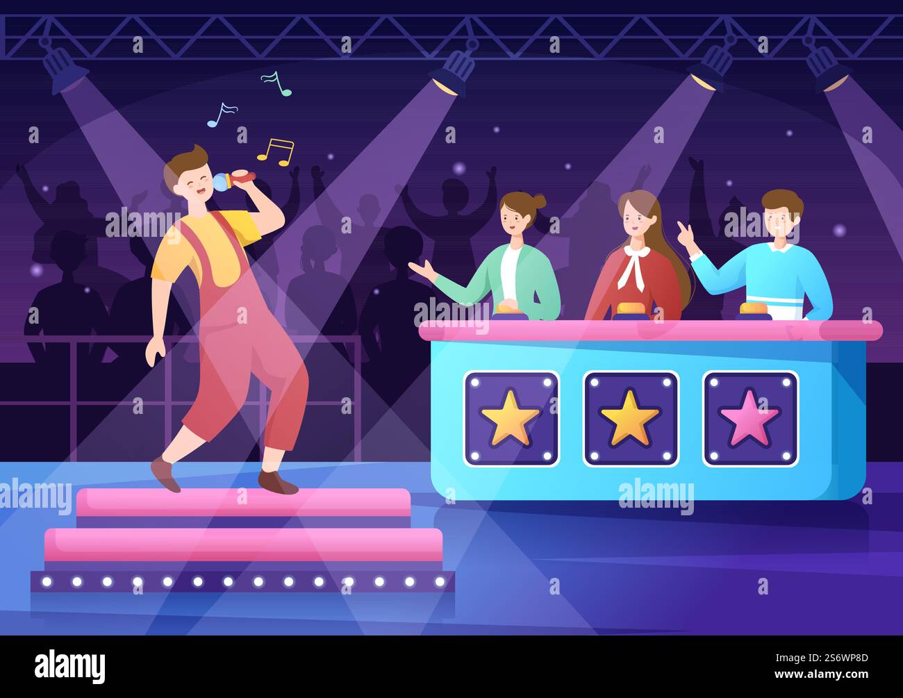 Talent Show with Contestants Displaying their Skill on Stage or Podium ...