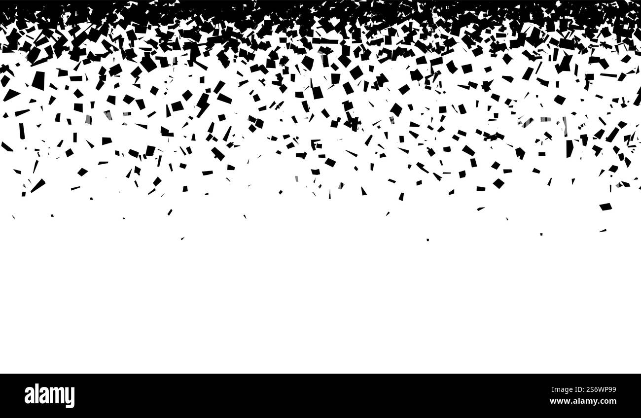 Falling particles background. Black shatter debris, destructives shapes ...