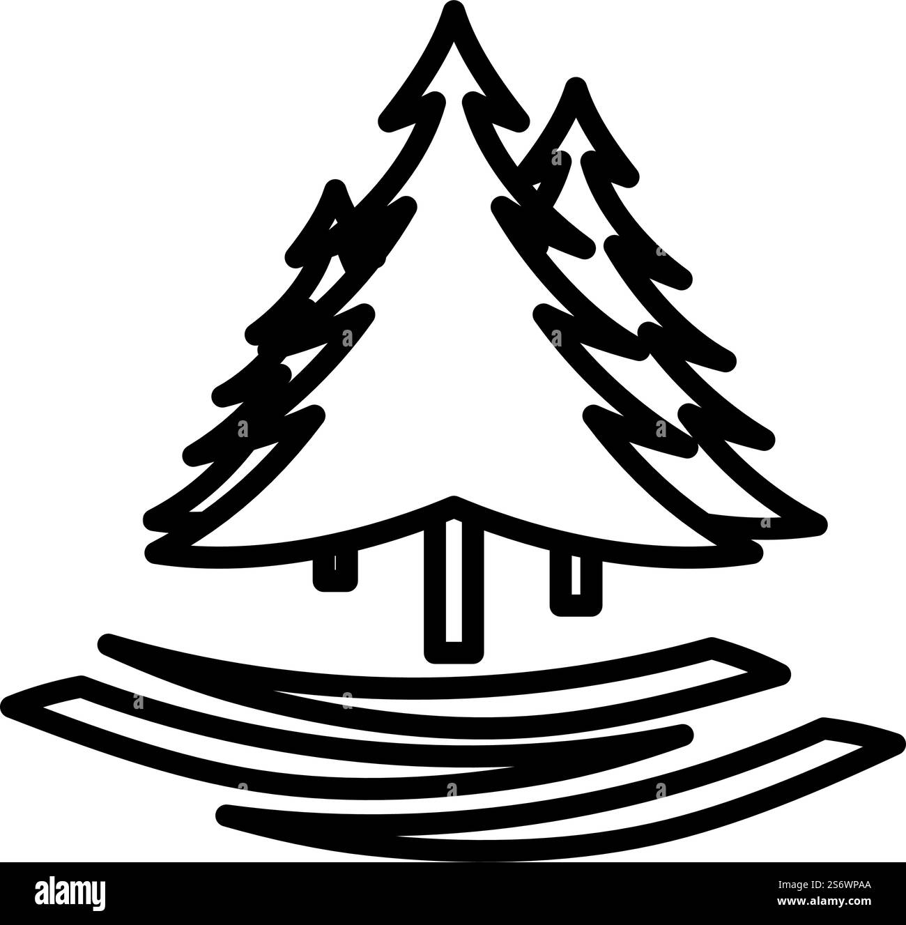Icon Of Fir Forest. Bold outline design with editable stroke width ...