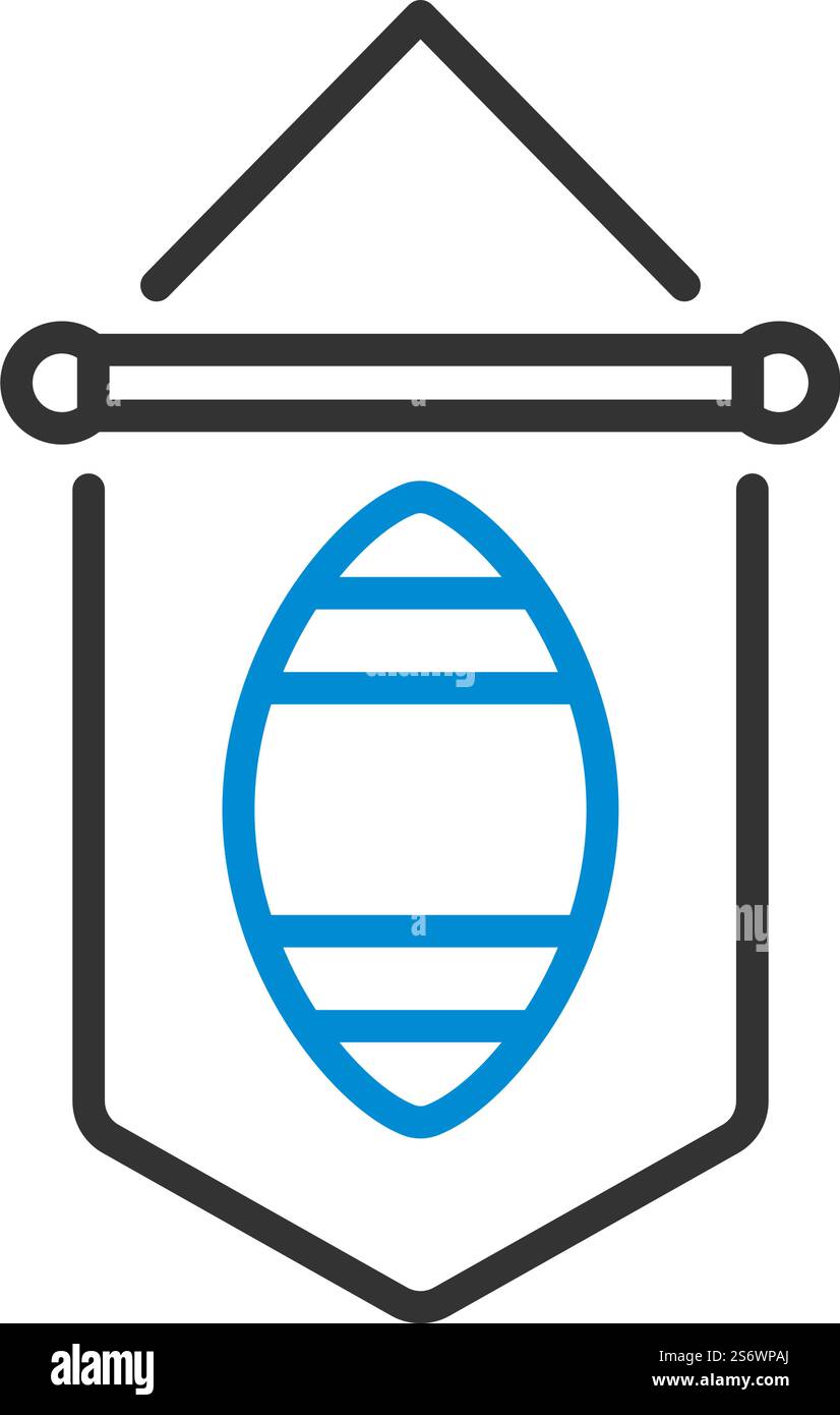 American Football Pennant Icon. Editable Bold Outline With Color Fill ...