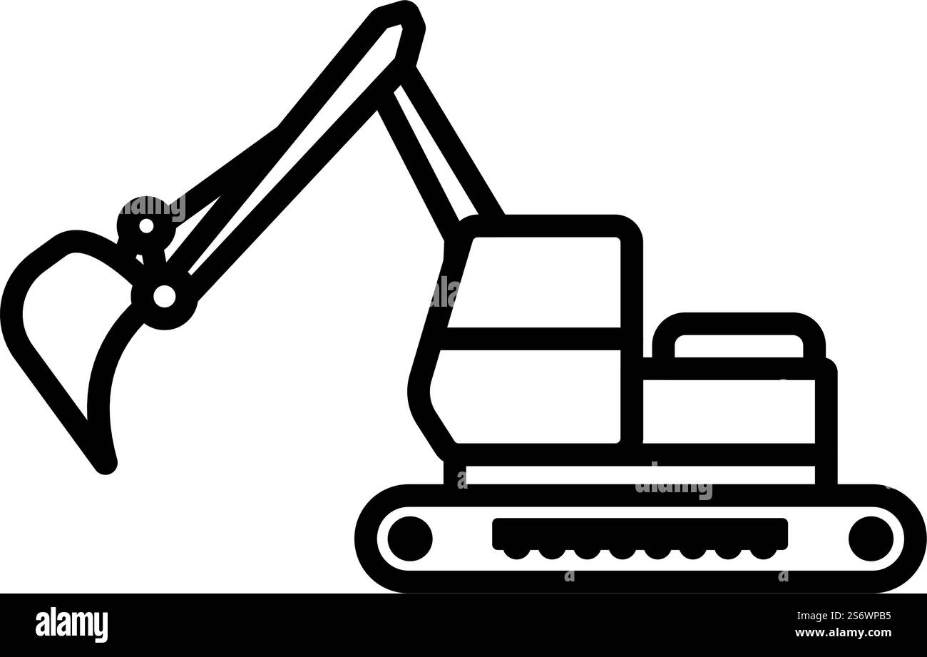 Icon Of Construction Excavator. Bold outline design with editable ...