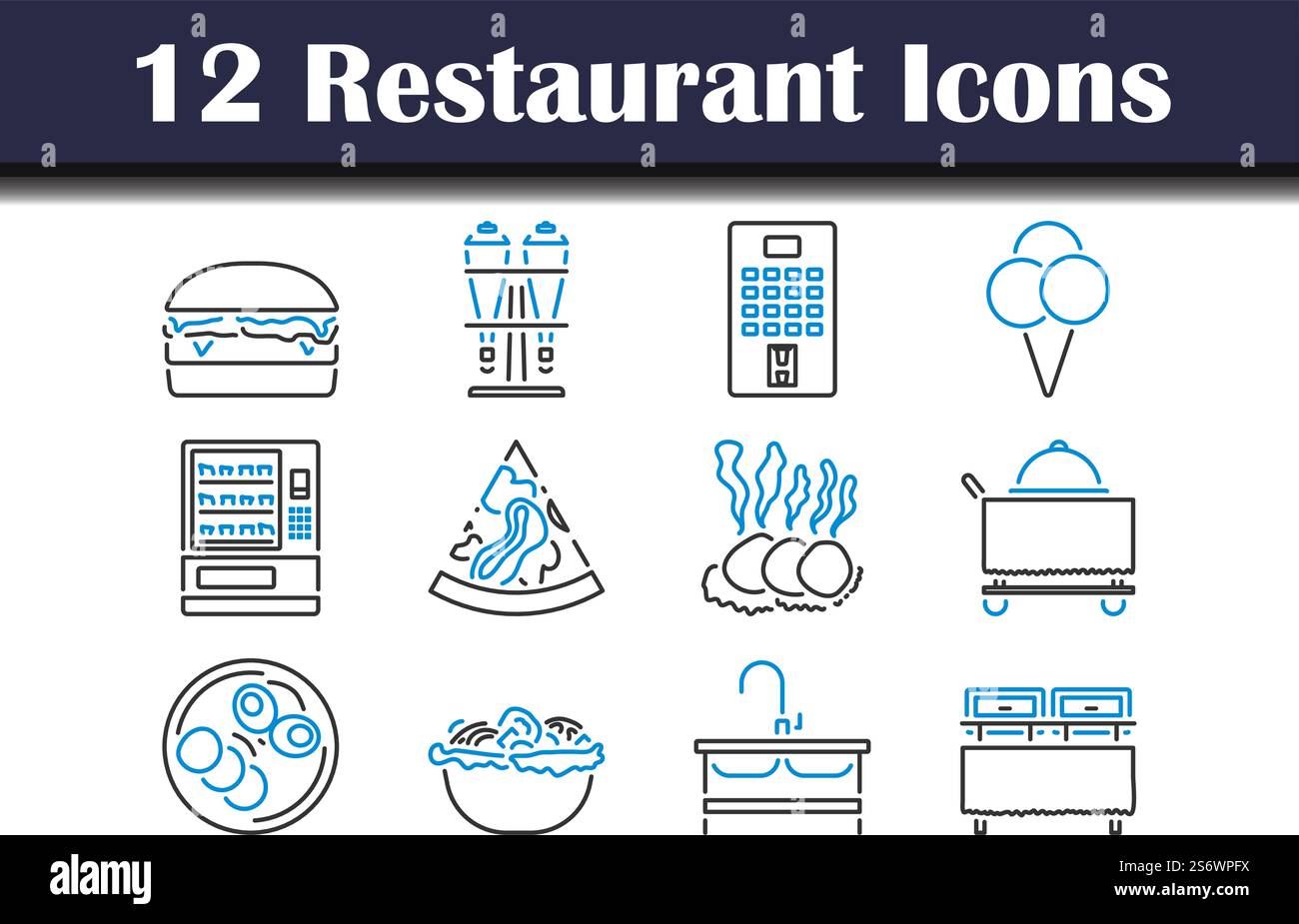 Restaurant Icon Set. Editable Bold Outline With Color Fill Design ...